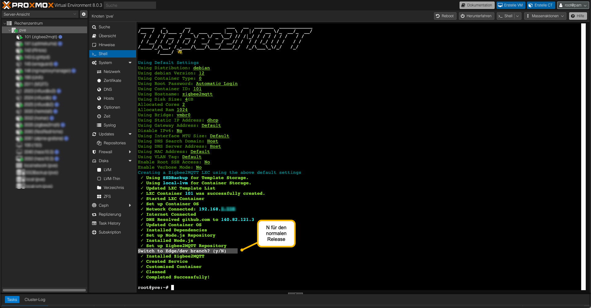 Zigbee2MQTT in Proxmox installieren – Sixpak